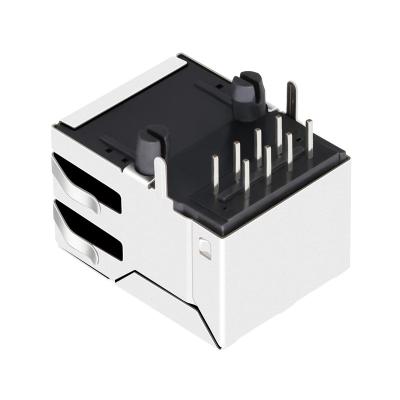 China 1-2301994-2 1 Port RJ45 Shielded Connector 10/100Base-T Tab Up LPJ16621CNL for sale