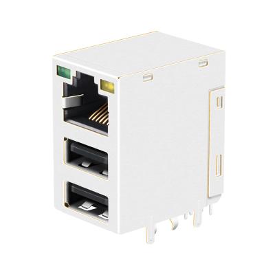 China Through Hole 10/100 Base-T 7497010211A RJ45 USB Connector for sale