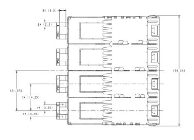China SFP+ Cage, Ganged (1 x 3) with Heat Sink Connector Press-Fit 2198234-3 for sale