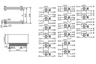 China QD88A01 1000 Base-T Quad Port Through Hole Magnetics for sale