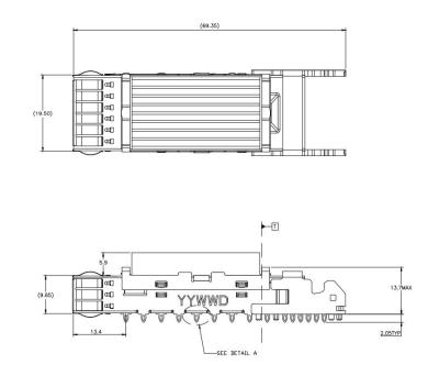 China DWDM EML 2366599-1 Position QSFP Cage With Heat Sink Connector for sale