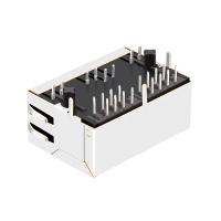 China LPJ26204AENL Rj45 Dual Port Magjack , 10/100BT Connector Cross Pluse J8064D628ANL for sale