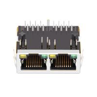 China LPJ26204AENL Rj45 Dual Port Magjack , 10/100BT Connector Cross Pluse J8064D628ANL for sale