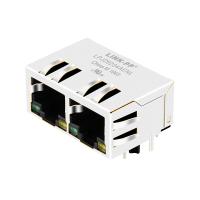 China LPJ26204AENL Rj45 Dual Port Magjack , 10/100BT Connector Cross Pluse J8064D628ANL for sale