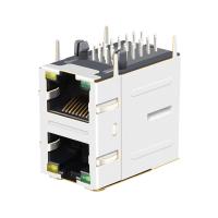 China 2301997-5 10/100 Base-T 2x1 Port RJ45 Modular Jack With Magnetics LPJ17003-8AENL for sale