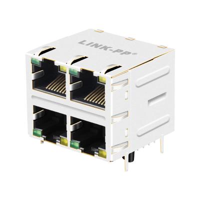 China XRJD-S-22-8-8-4 China Single Port 2x2 Port Side Entry Pcb Jack Manufactures LPJE107-0AHNL for sale