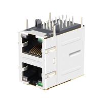 China HR946130HE 2x1 Port Stacked RJ45 Connector with Led Light UL LPJG17610A105NL for sale