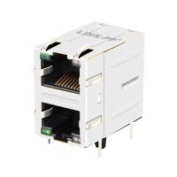 China HR946130HE 2x1 Port Stacked RJ45 Connector with Led Light UL LPJG17610A105NL for sale