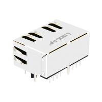 China 7499021210 / 7499021210A 1x2 Port 100 Base-T Integrated RJ45 Magnetic Jack LPJ26404-8AENL for sale