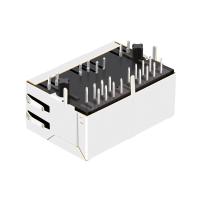 China 7499021210 / 7499021210A 1x2 Port 100 Base-T Integrated RJ45 Magnetic Jack LPJ26404-8AENL for sale