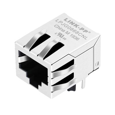 China 5-6605433-8 RJ45 Modular Jack Decouping Capacitor With Leds LPJG0806GENL for sale