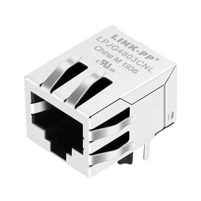 China LPJG4803CNL | Gigabit Magnetic Rj45 Modular Jack 1x 10/100/1000 Transmission for sale