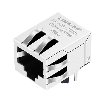 China HFJ11-1G06ERL FastJack Tab-Down Gigabit Short Body RJ45 Female PCB Connector for sale