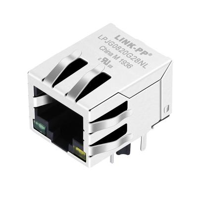 China 5-6605435-1 Magnetic RJ45 Jack 10 PIN DECOUPLING CAPACITOR  LEDs LPJG0820G28NL for sale