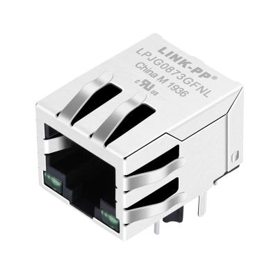China HFJ11-1G16E-L11RLFastJack Tab-Down Gigabit RJ45 Female PCB Connector for sale