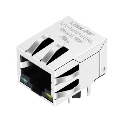 China LPJG0801GENL Cross MIC38013-0155T-LF3 10 Pin Rj45 Connector GigaBit Ethernet for sale