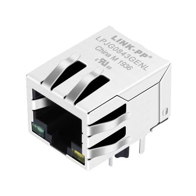 China HFJ11-1G41E-L12RL 1x1 Tab-Down Gigabit Short Body RJ45 Connector for sale