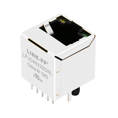 China JXD2-9015NL 10/100 Base-T Y/G Led Vertical Mount MagJack RJ45 Connector for sale