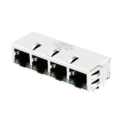 China 4x10/100Mbps PulseJack JX80-0022NL / LPJ46404AFNL Green LED Rj45 Connectors for sale