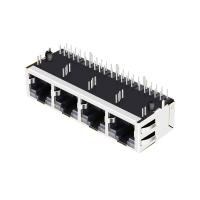 China Equivalent to JXG0-0098NL 4 Port Gigabit Rj-45 Latch Up with LEDs for sale