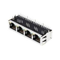 China ARJ14A-MASD-A-B-EMU2 1x4 Multi-port RJ45 8P8C 100Base-T Magnetics Ethernet Jack for sale