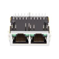 China HFJ12-1G16ER-L11RL FastJack 1x2 Tab-Down Ganged Gigabit RJ45 W/LED for sale