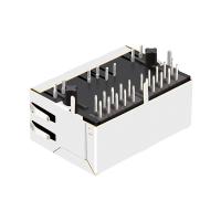 China HFJ12-1G16ER-L11RL FastJack 1x2 Tab-Down Ganged Gigabit RJ45 W/LED for sale