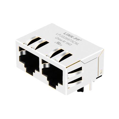 China Multi-port RJ45 HFJ12-1G16ERL Dual Tab-Down 1000Base-T Connector Wo/LED for sale