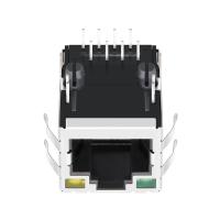 China 1840772-8 Single Port Magnetic RJ45 Female Connector 1000 Base-T Tab Up Green / Yellow Led for sale