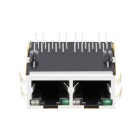 China 0826-1X2T-HS-F Magnetic Ethernet Jack 1000 Base-T Tab Up 1X2 Port for sale