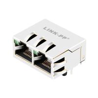 China 0826-1X2T-HS-F Magnetic Ethernet Jack 1000 Base-T Tab Up 1X2 Port for sale