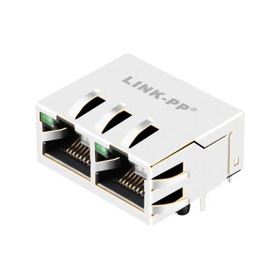 China 0826-1X2T-HS-F Magnetic Ethernet Jack 1000 Base-T Tab Up 1X2 Port for sale