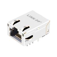 China L8BE-1G1T-91A Magnetic RJ45 Jack 100 Base-T Tab Up 1X1 Port Green Led Shielded with EMI Finger for sale