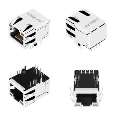 China 10G Base-T Tab Up 1x1 Port Magnetic RJ45 Jack G27-122T-066A With GY/GY Led for sale