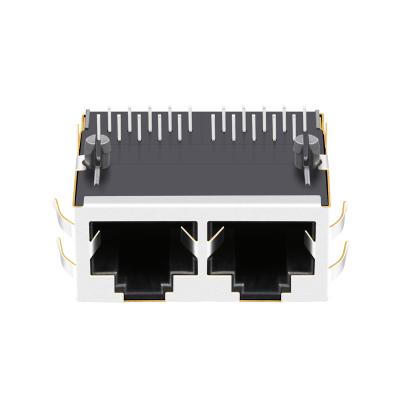 China 1x2 Port Tab Down 1000 Base-T Rj45 Female Connector Without Leds 1840638-1 for sale