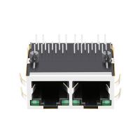 China 1840572-7 1000 Base-T Tab Up 1x2 Port Rj45 Shielded Connector With Green / Green Leds for sale