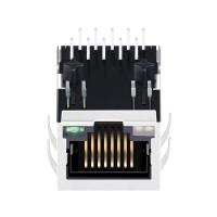China 2250419-1 Tab Down 5G Base-T Low Profile Single Port Rj45 Pcb Jack With GY/G Leds for sale