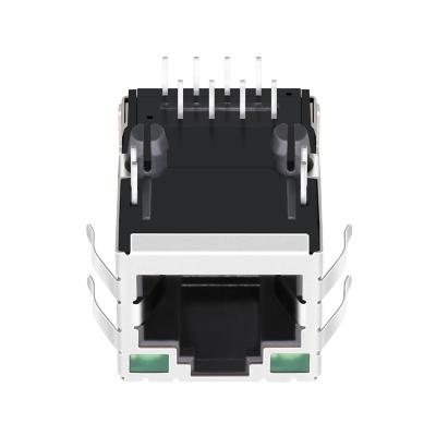China SI-80025-F 10/100 BASE-T 1x1 Port Rj45 Network Jack Tab Up Shielded With Green / Green Leds for sale