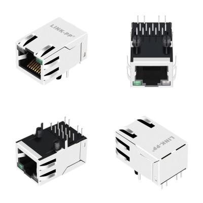 China 10G Base-T Tab Up Single Port Magnetic RJ45 Jack 8 Core JXT7-1131NL for sale