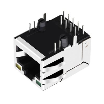 China JXD0-0010NL 1 Port Tab Down 100 Base-T RJ45 Magjack With Green / Yellow Led for sale