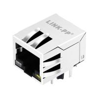 China 10G Base-T Tab Down 1 Port Through Hole RJ45 Magnetic Jack With Leds JTH-0024NL for sale
