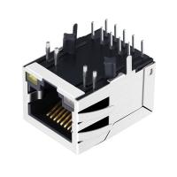 China 10G Base-T Tab Down 1 Port Through Hole RJ45 Magnetic Jack With Leds JTH-0024NL for sale