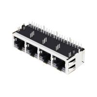 China JT6-1480NL 10G Base-T Shielded 1x4 Port Tab UP Rj45 Pcb Connector Right Angle With Leds for sale