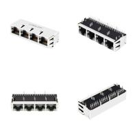 China 10G Base-T 1x4 Port Tab UP Through Hole Magnetic RJ45 Jack JT6-1473NL for sale