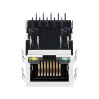 China JXD0-0025NL Right Angle RJ45 Connector With LED 1000 Base-T For Cat5e for sale