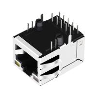 China 93637-8617 Single Port Shielded Rj45 Female Connector With Led Tab Up 1000 Base-T for sale