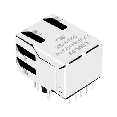 China 93637-8617 Single Port Shielded Rj45 Female Connector With Led Tab Up 1000 Base-T for sale