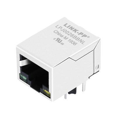 China HFJ11-S026E-S1LS12 10/100 Base-T Green / Yellow Led 1x1 Port RJ45 Ethernet Magjack for sale