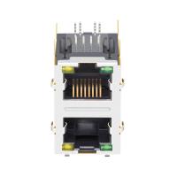 China JXD9-1017NL Compatible LINK-PP 100/1000 Base-T 2x1 Port RJ45 Magnetic Connector Green / Yellow LED for sale