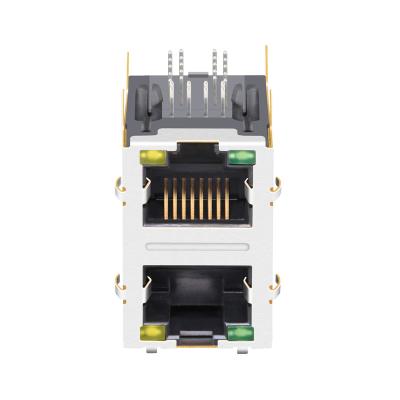 China JXD9-1017NL Compatible LINK-PP 100/1000 Base-T 2x1 Port RJ45 Magnetic Connector Green / Yellow LED for sale